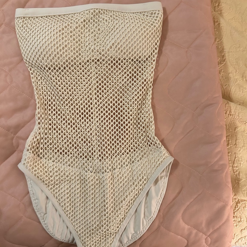 Robin Piccone Cream Mesh One Piece Swimsuit - Gem